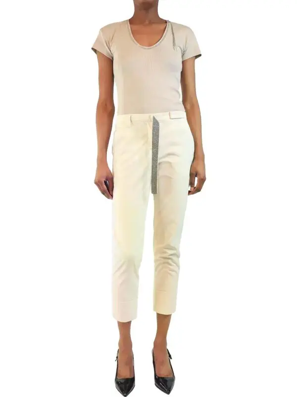 Brunello Cucinelli Slim-leg Trousers With White Belt Loops - Neutrals
