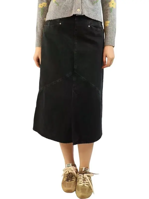 ISABEL MARANT VINTAGE Faded Denim Midi Skirt - Black