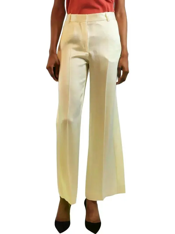 TOTEME Cream Belted Cuff Slit Trousers - Neutrals
