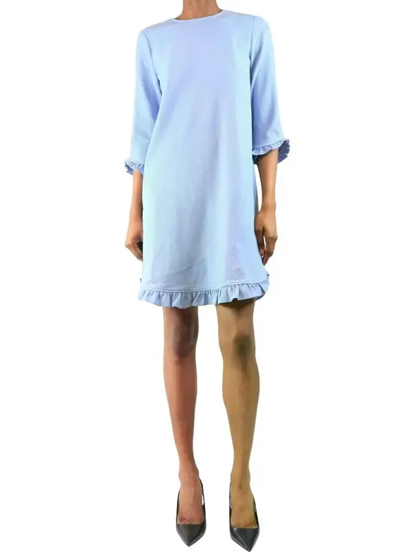 GANNI Ruffled Crepe Mini Dress - Blue