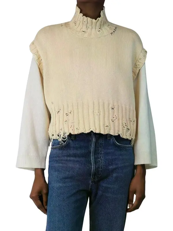 Marni Distressed Knitted Vest - Neutrals