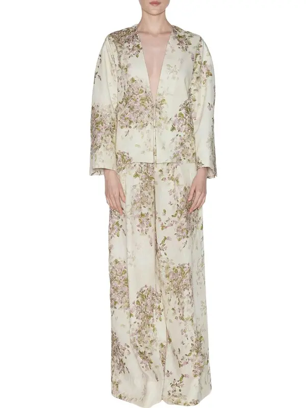 LIA COHEN Transcend Floral Linen Pleated Blazer - Multicolor