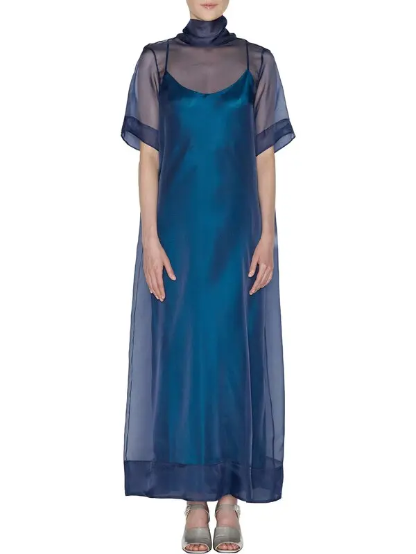 LIA COHEN Perspective Sheer Silk Organza Maxi Dress - Blue