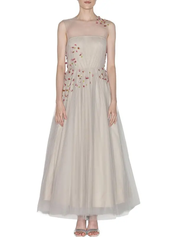 LIA COHEN Embrace Beaded Tulle Gown - Grey