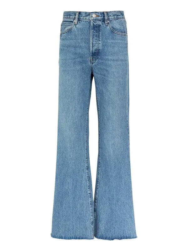 FRAME The Lax Distressed Flared-leg Jeans - Blue