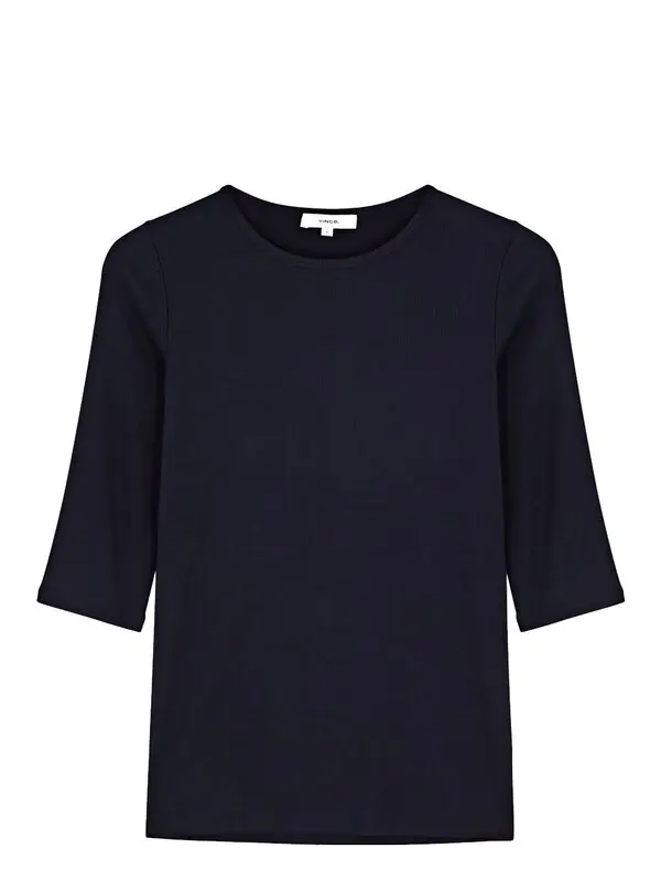 Vince Ribbed Stretch-jersey Crewneck Top - Navy