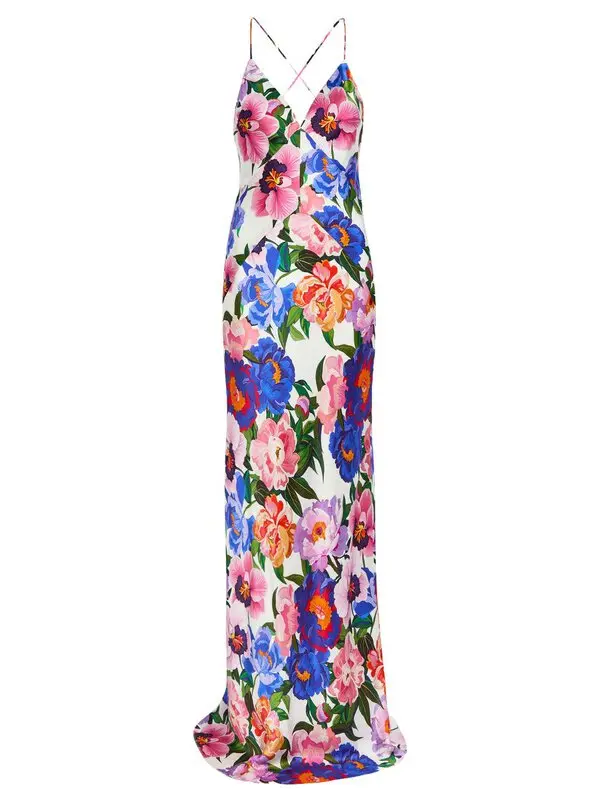 Borgo De Nor Floral-print Satin Maxi Dress - Multicoloured