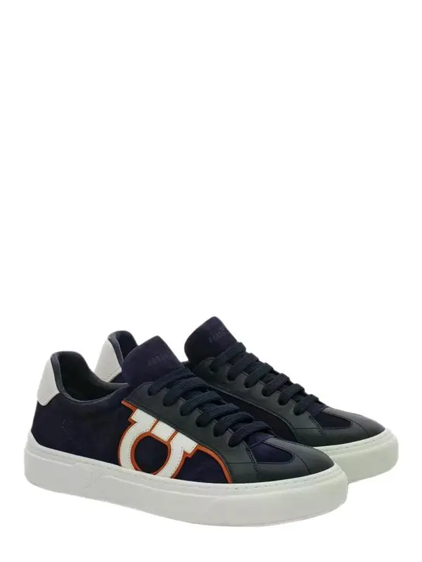 FERRAGAMO Gancini Panelled Sneakers - Blue
