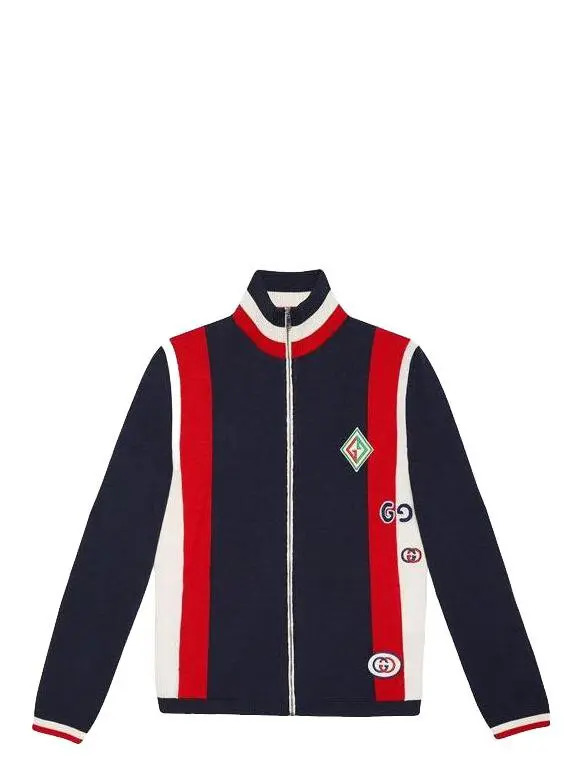 Gucci Wool Knitting Aviator Jacket - Blue