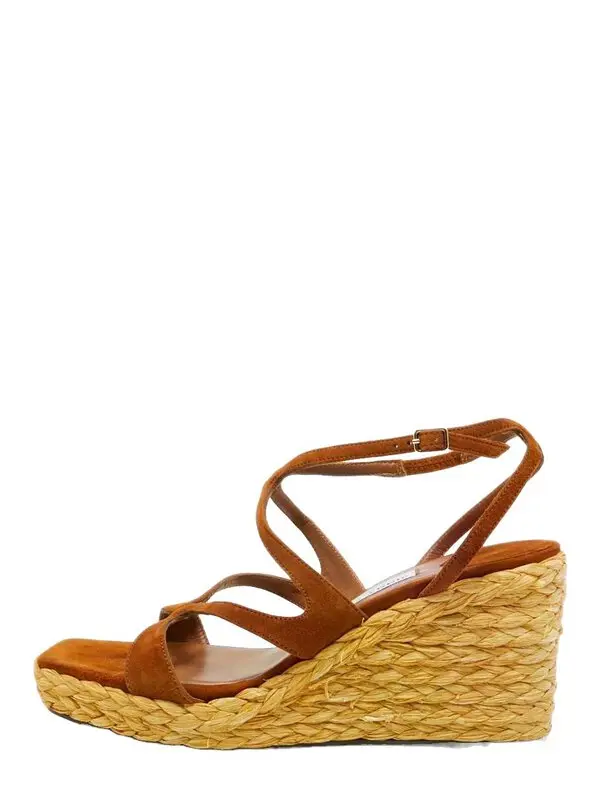 JIMMY CHOO Ayla Raffia Wedge Sandals - Brown