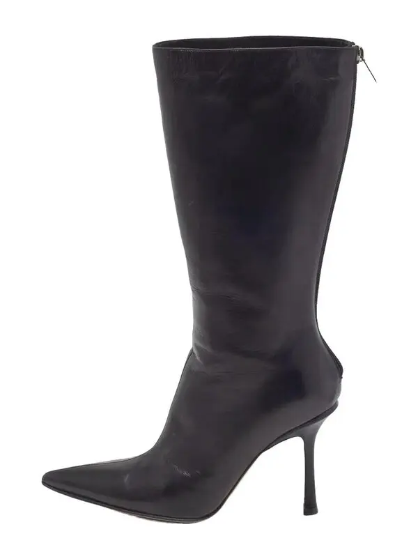 JIMMY CHOO Leather Mid-calf Boots - Black