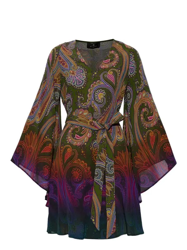Etro Belted Waist Dress With Paisley Pattern - Multicolour