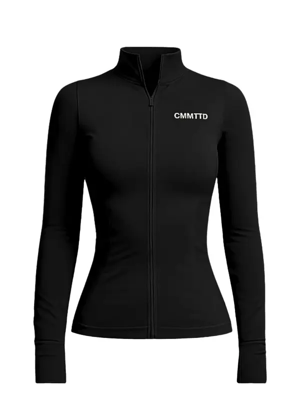 CMMTTD Seamless Sculpt Zip-up Jacket - Black