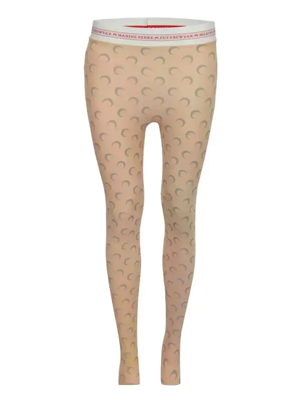 MARINE SERRE Crescent Moon Stirrup Leggings - Neutrals