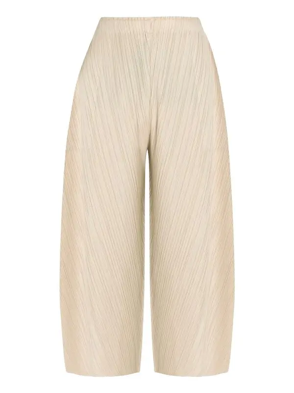 Issey Miyake Pleated Wide-leg Trousers - Beige