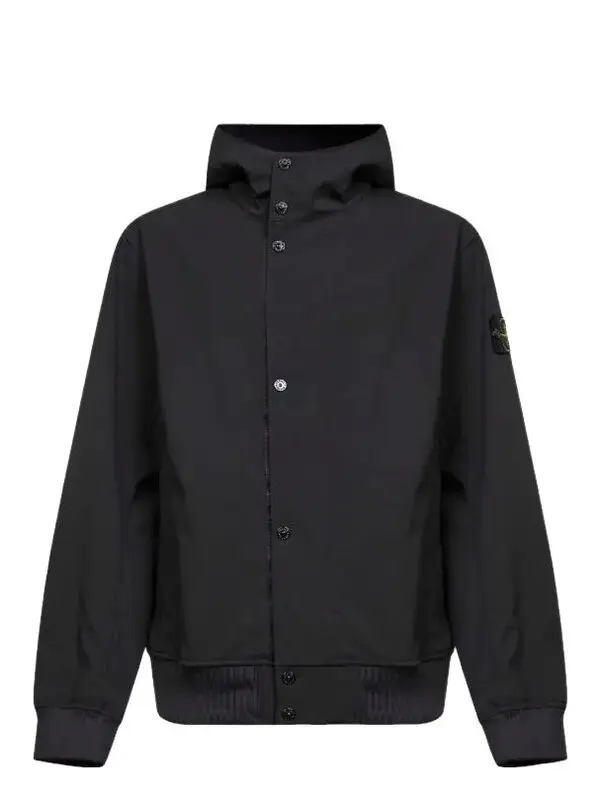 Stone Island Hooded Zip-up Jacket - Black