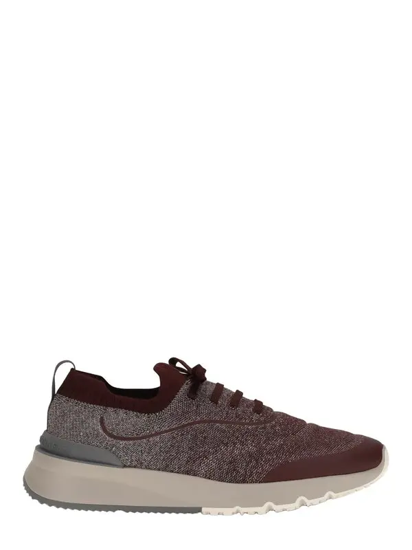 Brunello Cucinelli Techno Cotton Knit Lace-up Sneakers - Bordeaux