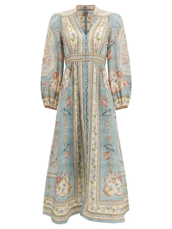 Zimmermann Roselight Linen Midi Dress - Multicolour