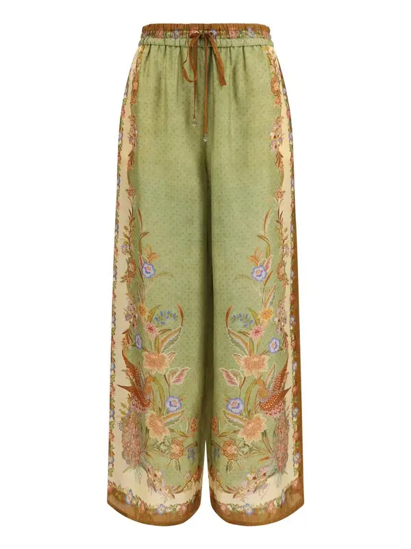 Zimmermann Indra Relaxed Silk Habotai Printed Wide-leg Pants - Multicolour