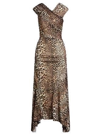 GANNI Leopard-print Asymmetrical Maxi Dress - Sand