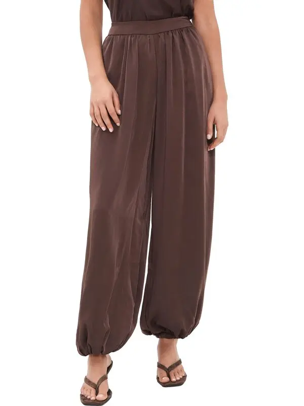 Bardot Nikola Satin Balloon Pants - Dark Choco