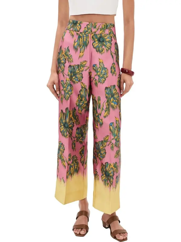 ALEMAIS Faye Floral Print Twill Trousers - Multi