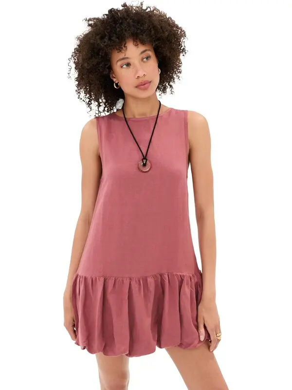 LE BOP Marley Bubble Hem Mini Dress - Marsala