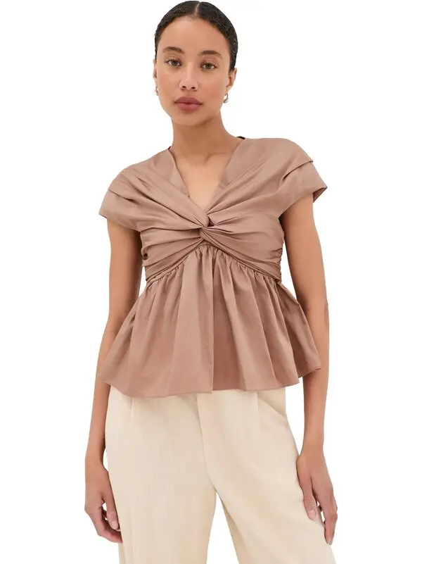 Tove Ruhi Twisted Peplum Top - Mink