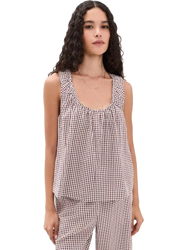 Joe's Jeans Ana Blouse Gingham Seersucker - Macchiato Gingham