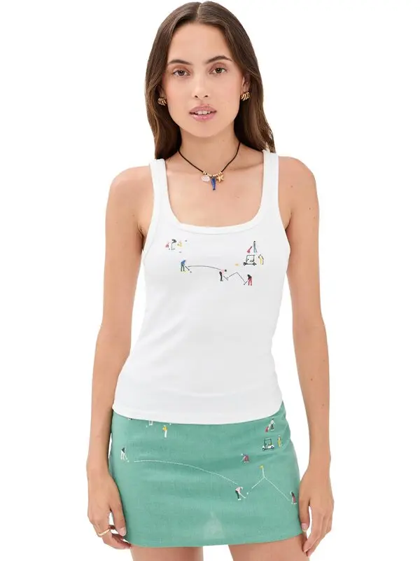 YELLOW THE LABEL Golf Scene Tank Top - White