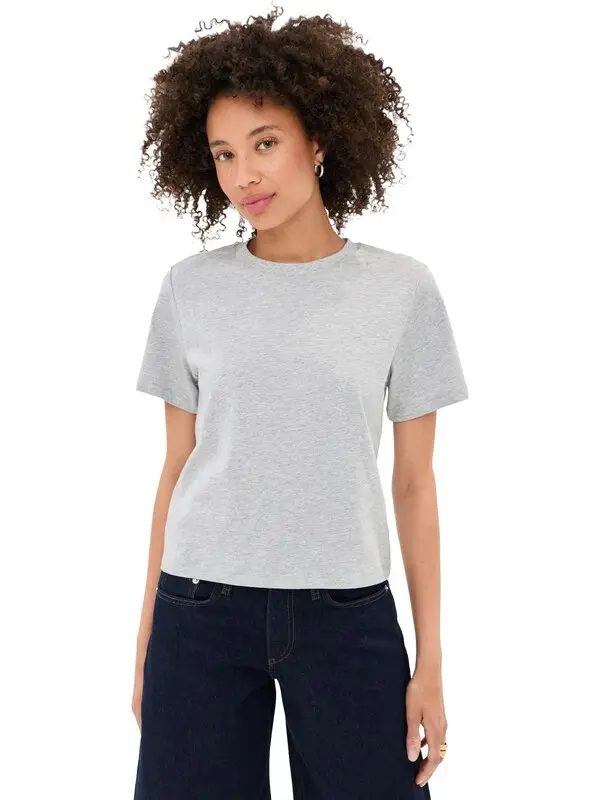 STATE & LAKE Lucy Tee Lightweight Cotton Jersey - Light Grey