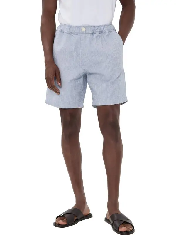 WAX LONDON Cotton Linen Herringbone Shorts - Light Blue