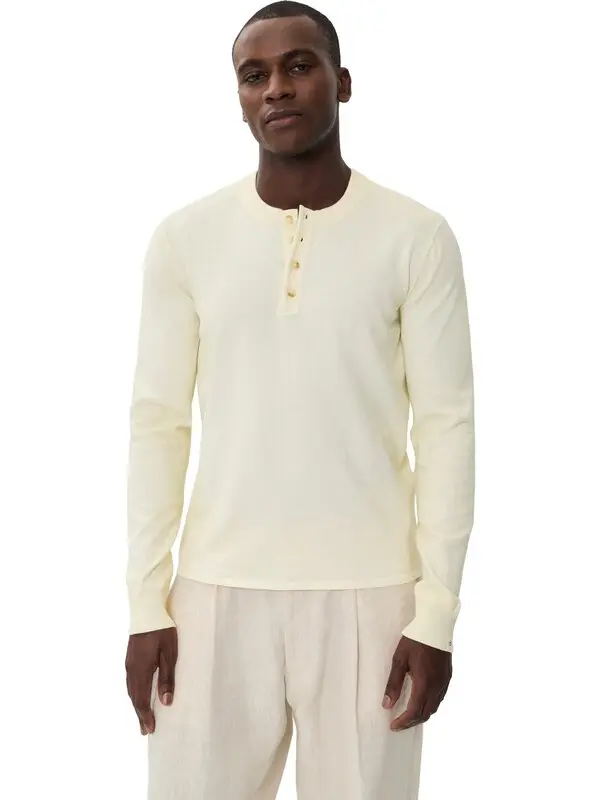 Rag & Bone Washed Supima Henley Long Sleeve - Chalk