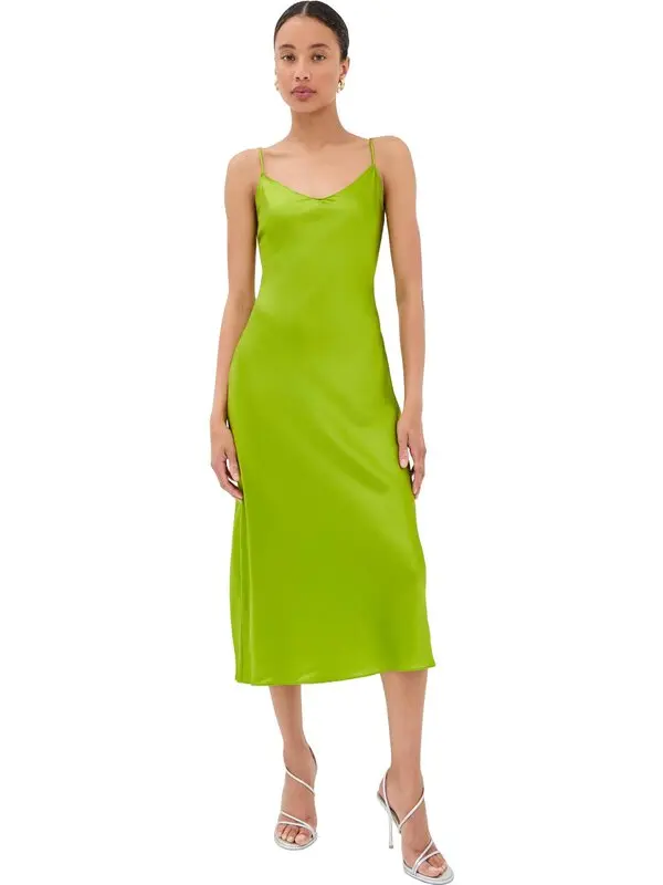 Sablyn Taylor V-neck Silk Midi Dress - Chartruese
