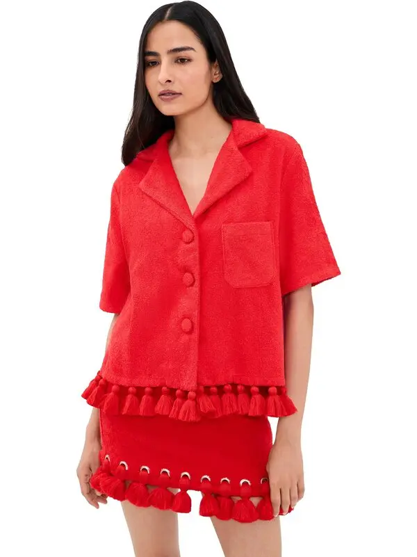 Cap D'antibes Antonia Terry Cloth Shirt - Red