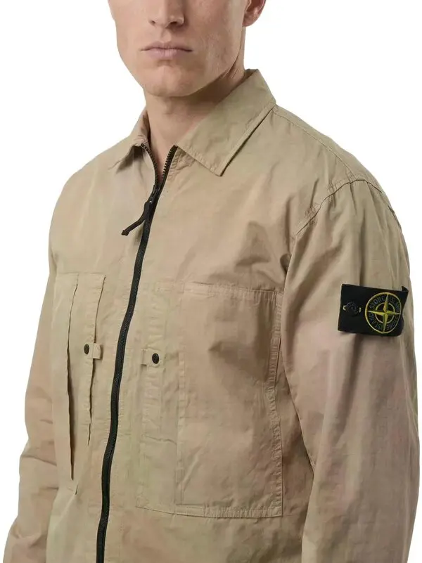 Stone Island Logo-patch Zip-up Jacket - Neutrals