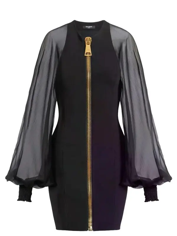 Balmain Short Jersey And Muslin Dress - Black