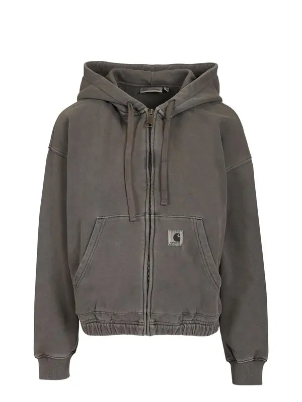 Carhartt Work In Progress Full Zip Hoodie With Logo Patch - Black