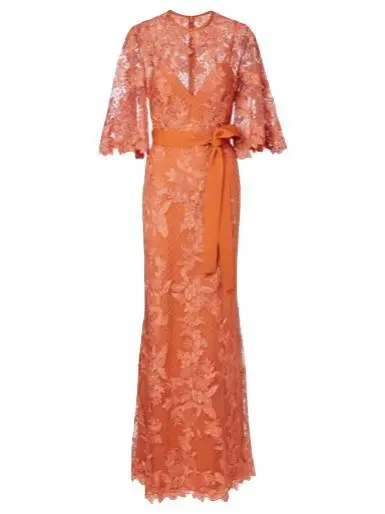 Elie Saab Embroidered Lace And Tulle Gown - Red