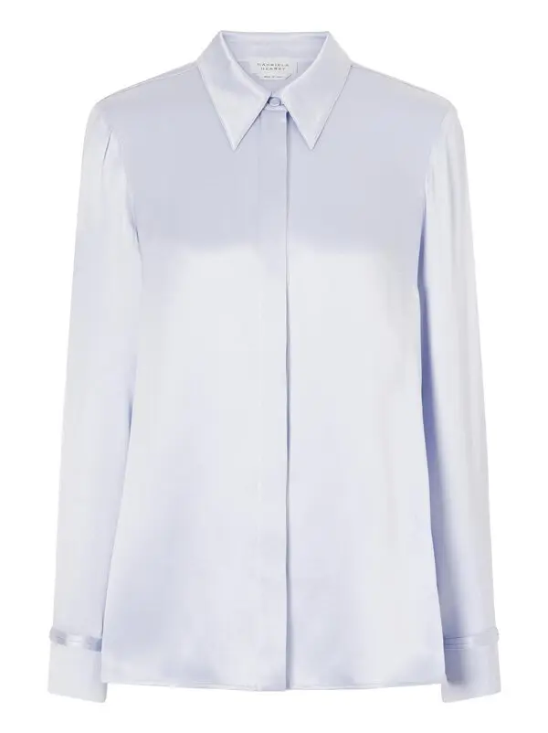 Gabriela Hearst Cruz Silk Satin Shirt - Blue