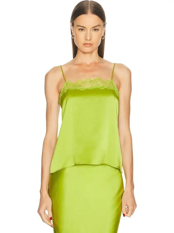 Sablyn Haya Cami Top With Lace Trim - Chartruese