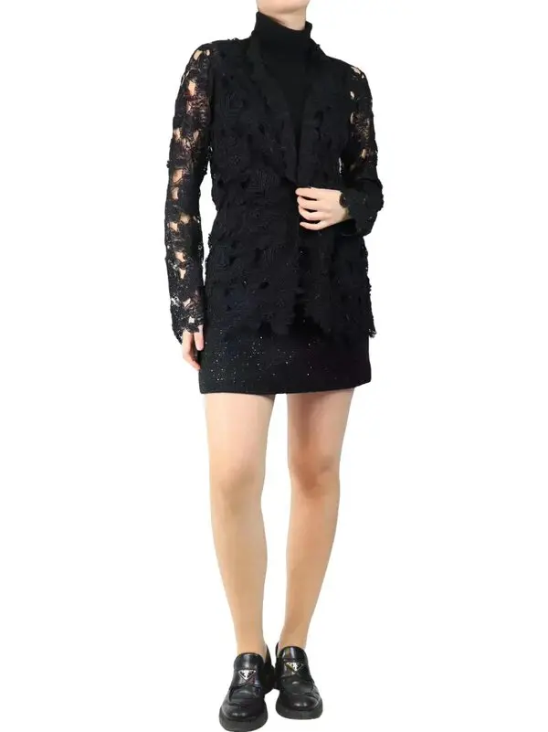 Giorgio Armani Floral Lace Top - Black