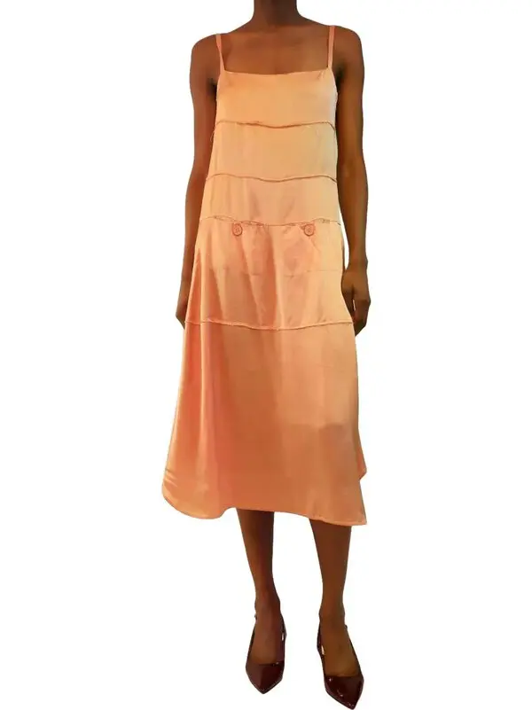 Carven Square-neck Tiered Midi Dress - Orange