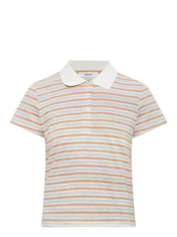 FRAME Striped Short-sleeve Polo Shirt - Neutrals