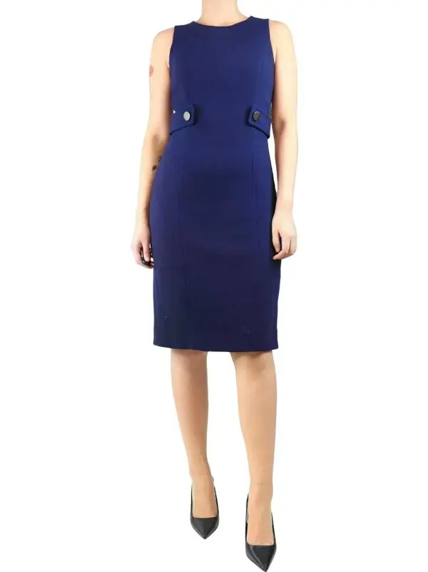 Michael Kors Sleeveless Buttoned-tabs Midi Dress - Blue