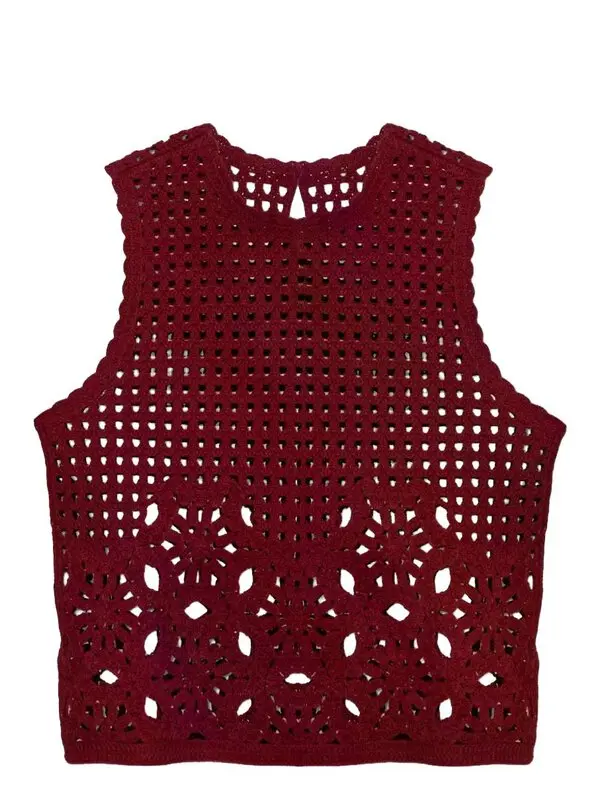 FRAME Crochet Sleeveless Top - Red