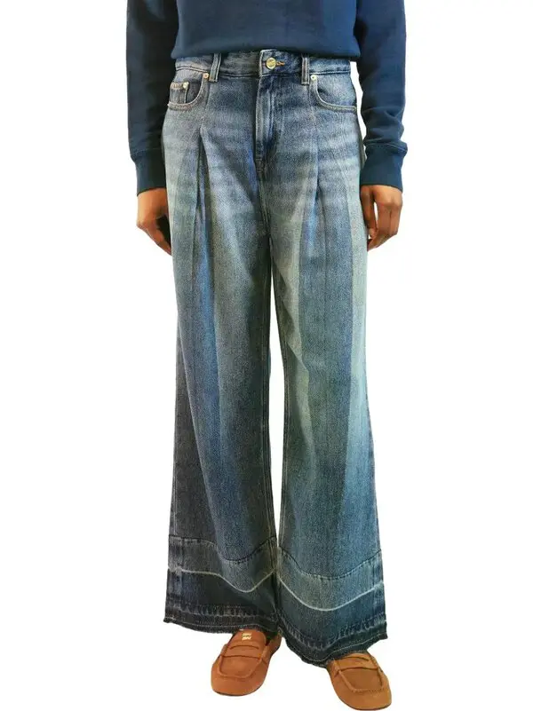 GANNI Pleated Wide-leg Jeans - Blue