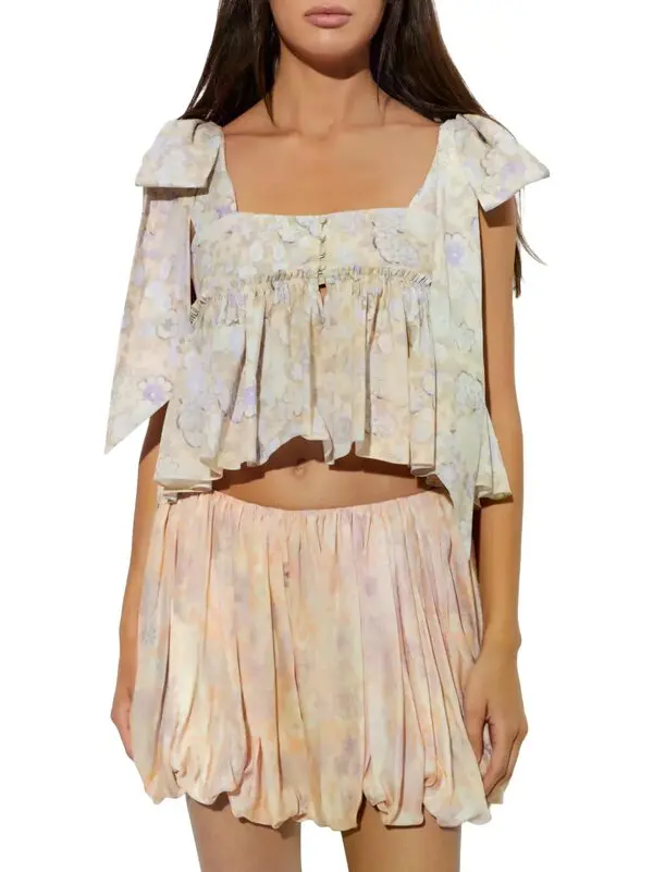 Chloé Sleeveless Floral Print Top - Neutrals