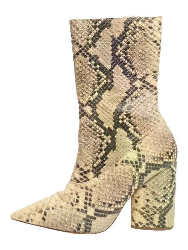 ADIDAS X YEEZY Pointed-toe Snakeskin-effect Boots - Neutrals