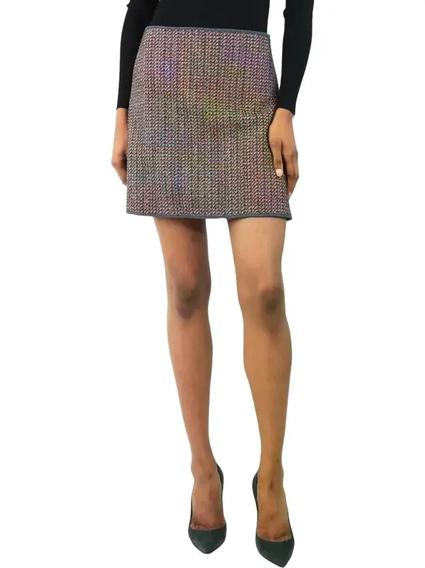 Theory Houndstooth Mini Skirt - Red